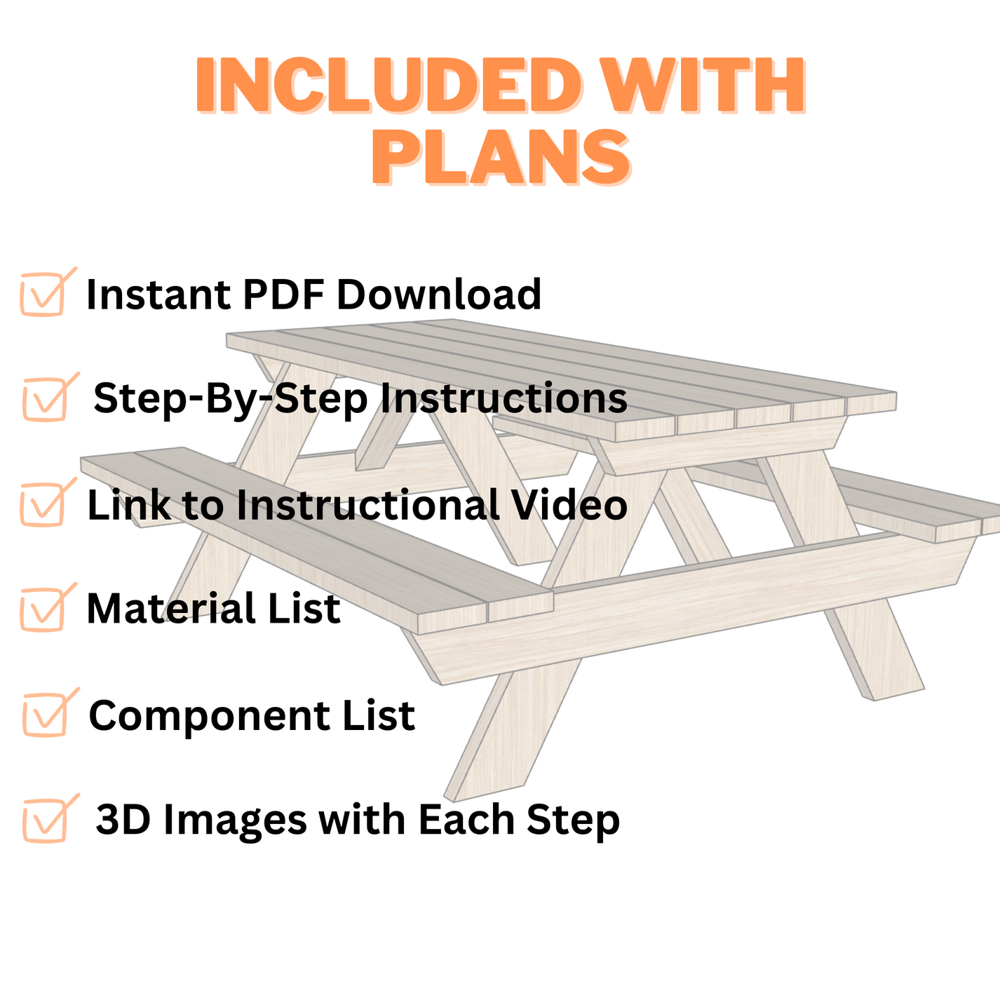 Picnic Table Plans - Step-by-Step Instructions (PDF) – Woodworking Academy